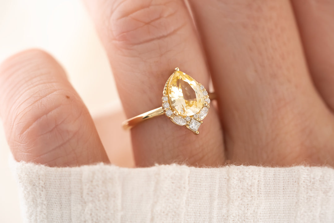 The Charlotte Ring - 1.8 CT Pear Yellow Sapphire – Lavender Creek Gems