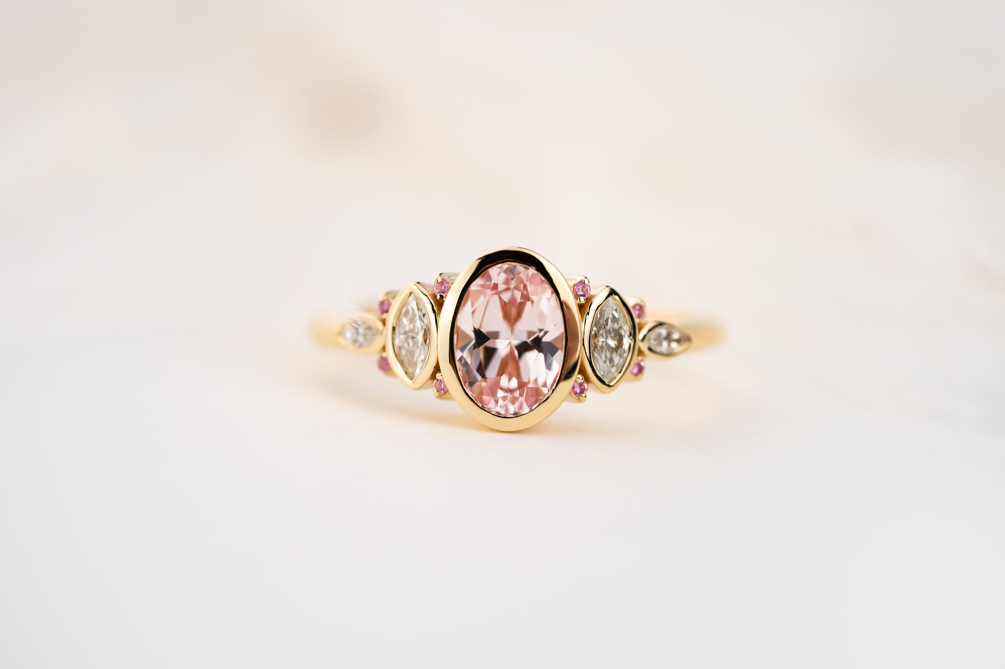 The All Bezel Maeve Ring | 1.16 CT Oval Baby Pink Sapphire – Lavender ...