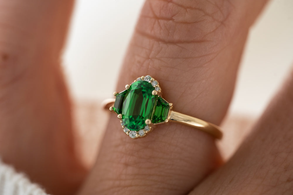 The Maeve Ring | 1.24 CT Emerald Cut Tsavorite Garnet – Lavender Creek Gems