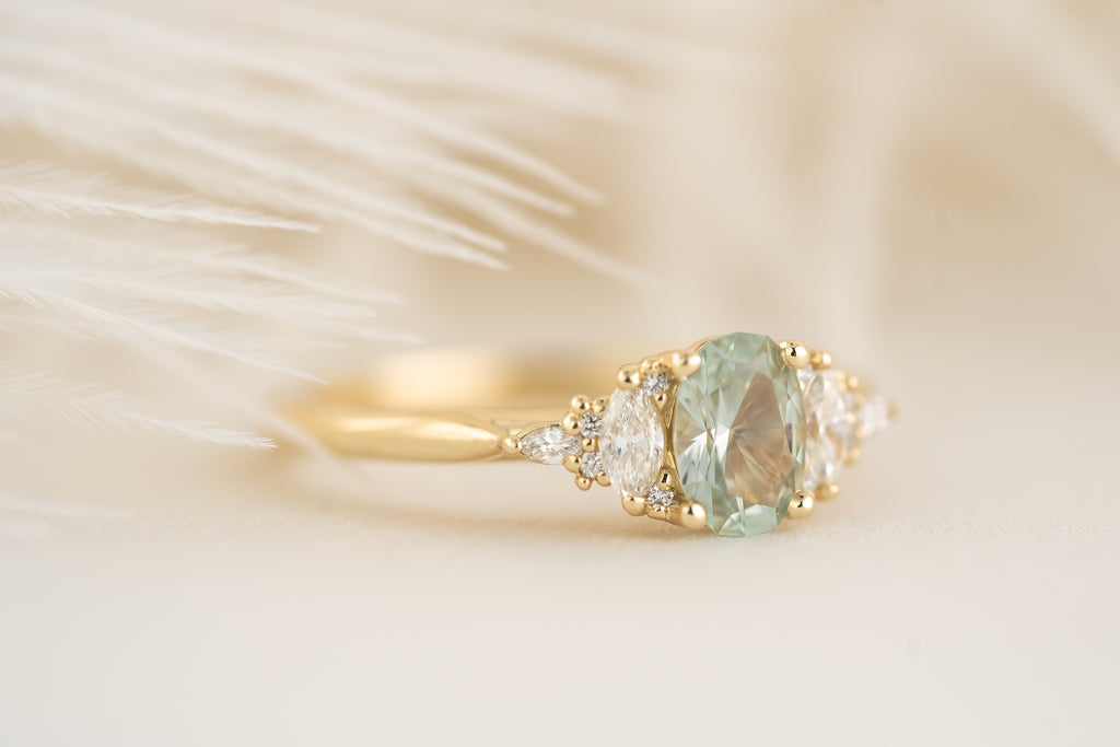 The Maeve Ring - 0.69 CT Oval Mint Blue Sapphire – Lavender Creek Gems