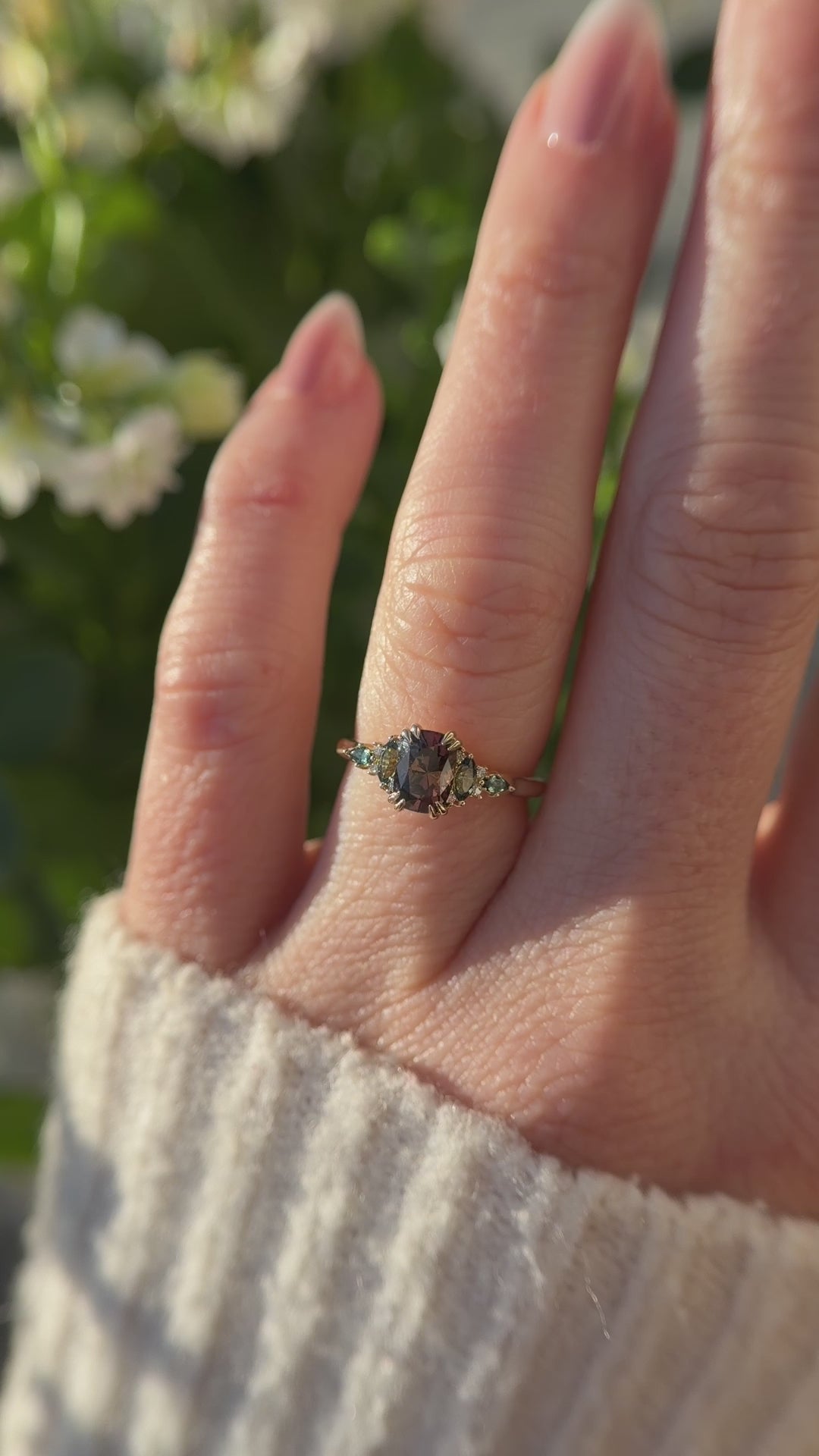 The Maeve Ring | 1.34 CT Elongated Cushion Brown Sapphire + Dark Green ...